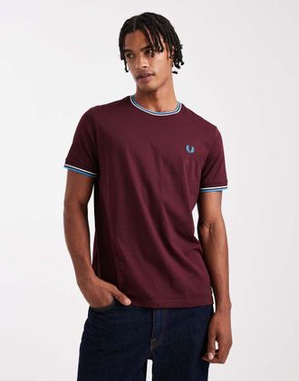 Fred Perry T-shirt à liseré double - Bordeaux-Rouge