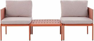 Beliani Lounge-Set Orange Aluminium Modular 3-teilig Stapelbar 2-Sitzer mit Couchtisch und Auflagen Modern Terrasse Garten Outdoor M&ouml;bel Ausstattung