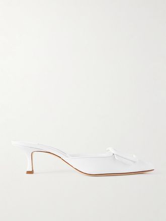 Manolo Blahnik Mules En Cuir À Boucles Maysale 50 - Blanc