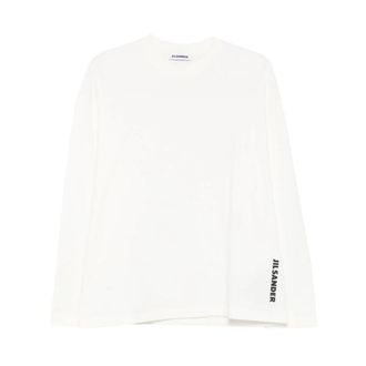 Jil Sander Logo-Print Langarm-T-Shirt - - Tops - Damen - Wei&szlig; - XS