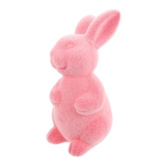 Hemobllo Gro&szlig;e Outdoor Osterhasen Figuren Beflockte Hase Gartenstatue Realistische Hasen Deko Ornament Rosa Osterhasen Skulptur F&uuml;r Au&szlig;enbereich