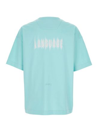 Juun.J Mens Light Blue T-Shirt With Logo And Print Cotton T-Shirts Polos