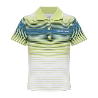 Casablanca Bourgeois Gestreiftes Kurzarm-Poloshirt - - Tops - Damen - Gr&uuml;n - M