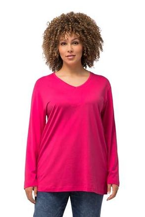 Ulla Popken T- Shirt Basique à Manches Longues, Rose Magenta, 56-58 Femme