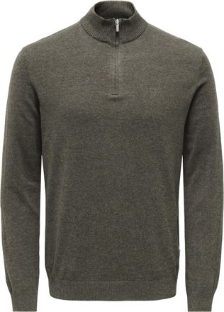 Only & Sons Onsloui Reg 12 Mel Half Zip Knit Noos