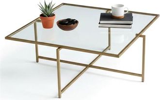 Dmora Couchtisch Dabih 85x85x35h cm Gold, Quadratisch