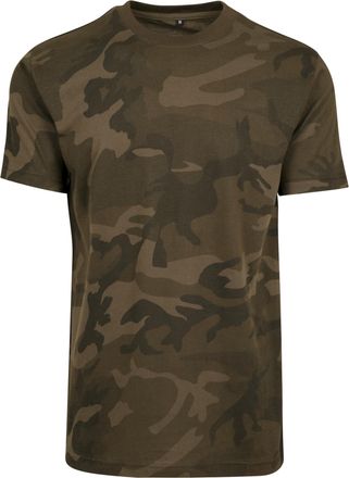 Build Your Brand Camo Round Neck Tee, Olive camo, 5XL