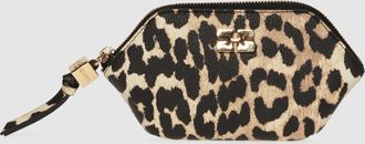 Ganni Pochette Bou Coin Printed Grained Almond Milk
