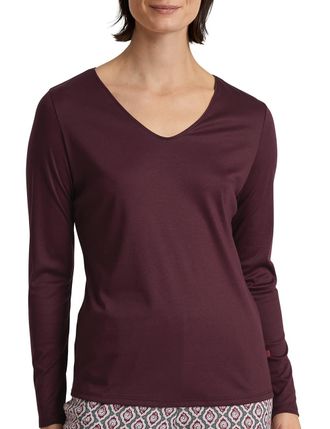 CALIDA Favourites Langarmshirt, V-Neck Damen, aus 100% Supima-Baumwolle