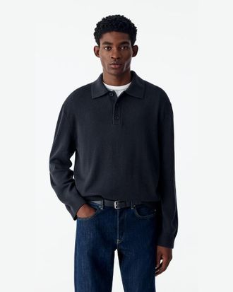 Arket Poloshirt Aus Baumwolle Und Lyocell -Blau