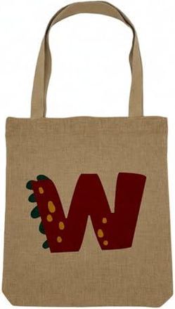 Fabulous Sac Shopping Tote Bag Aspect Lin - W William Walter Lettre Pr&eacute;nom Dinosaure Dessin Enfant - Sac de Courses Toile Epaisse 360g Beige Naturel Cabas Port