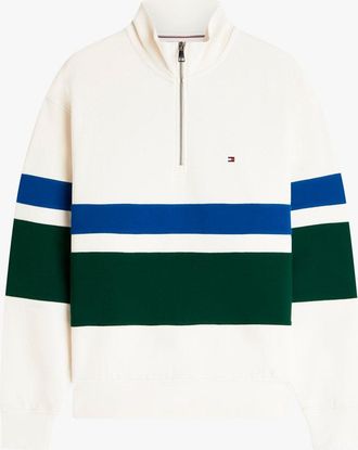 Tommy Hilfiger Sweat col zipp&eacute; &agrave; rayures en coton