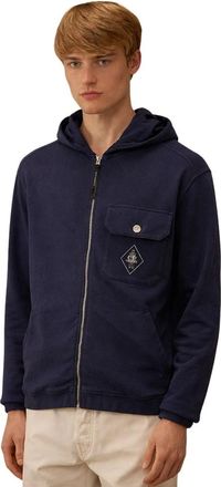 C.P. Company C.p. Company, Homme, Sweatshirts et sweats &agrave; capuche, Bleu, Taille: XL Malfil&egrave; Fleece Zip Hooded SweaT-shirt