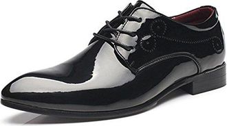 Dadawen Homme Chaussures de Ville à Lacets Verni Brillant Style Brogues Chaussures Noir 47
