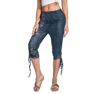 Generic Collants thermiques pour femmes, hommes, femmes, &eacute;t&eacute;, imprim&eacute; floral, tendance, d&eacute;contract&eacute;, style resort, pantalon court avec cordon de serrage, bleu