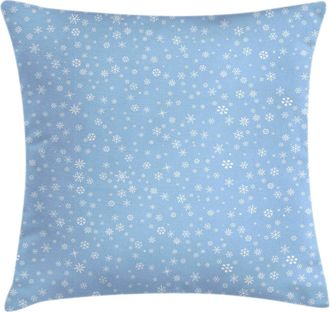 Abakuhaus Winter Kissenbezug, Nette Schneeflocken Fallen, Waschbar mit Reißverschluss Kissenhülle mit Farbfesten Klaren Farben Beidseitiger Druck, 40 x 40 cm, W