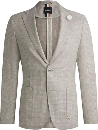 HUGO BOSS Homme, Vestes, Beige, Taille: 2XL Blazer Slim Fit - &Eacute;l&eacute;gance Micro-Motif