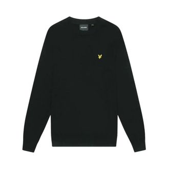 Lyle & Scott Baumwoll-Merino Rundhals-Pullover - - Knitwear - Herren - Schwarzk - S