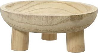 Decoris Deko-Teller aus Paulownia-Holz, 27 cm Durchmesser, 11 cm Höhe, Blond