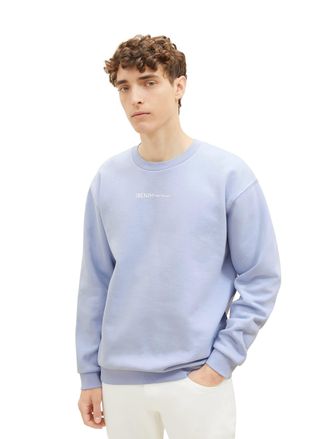 Tom Tailor Tom Tailor Denim Herren Crewneck Sweatshirt mit kleinem Logo-Print, 11486 - Brunnera Blue, XXL