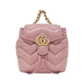 Gucci Sac &agrave; dos Pre-owned GG Marmont en cuir matelass&eacute; chevron - Femme - Pre-owned - Rose - Taille: ONE Size