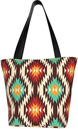 AOOEDM American Native Pattern Sac d&eacute;picerie r&eacute;utilisable Sac &agrave; provisions Sac &agrave; bandouli&egrave;re d&eacute;contract&eacute; Sac &agrave; main pour hommes Femmes Sac de march&eacute; ECO Sac 