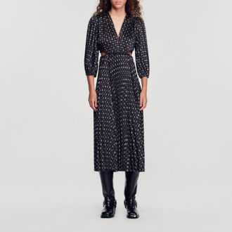 Sandro Robe longue pliss&eacute;e imprim&eacute;e