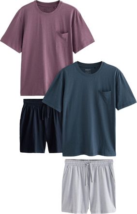 Next Herren Jersey-Schlafanzugshorts, 2er-Pack Blue/Purple L