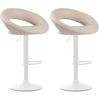 Clp 2er Set Barhocker Olinda Kunstleder creme wei&szlig;