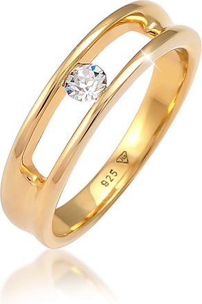 Elli Ring Damen Solitärring Klassisch mit Kristalle aus 925 Sterling Silber