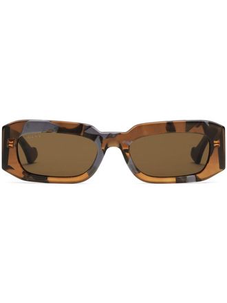 Gucci lunettes de soleil imprim&eacute;es &agrave; monture rectangulaire - Marron