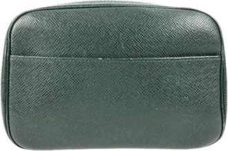 Louis Vuitton unisex, Pre-owned, Vert, Taille: ONE Size Sac &agrave; main pochette Taiga Pre-owned