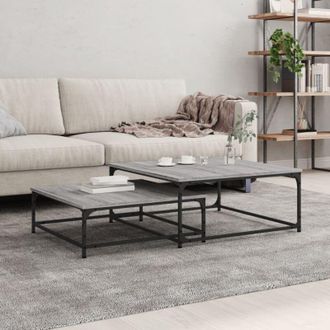 vidaXL Vidaxl - Tables basses gigognes 2 pcs sonoma gris bois ding&eacute;nierie