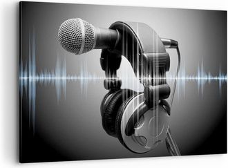 Arttor Bilder auf Leinwand 100x70cm Leinwandbild Audio Mikrofon Musik Studio Groß Wanddeko Bild Schlafzimmer Küche Deko Wandbilder Dekoration Wohnzimmer Wall
