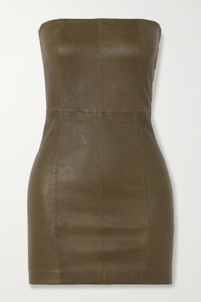 SPRWMN Tr&auml;gerloses Minikleid Aus Leder - Gr&uuml;n