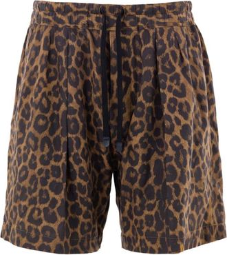Tom Ford Homme, Shorts, Multicolore, Taille: W34 Pantalone Shorts Morbido Stampa Leopardo