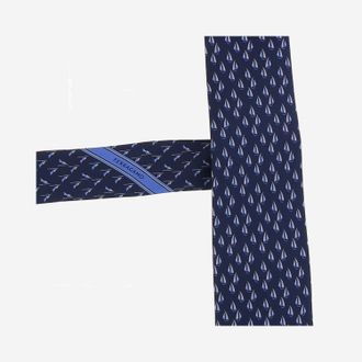 Ferragamo Mens Silk Tie Navy Ties & Bow