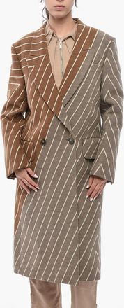 Stella McCartney Zweifarbiger Doppelreiher-Mantel Mit Streifen Stella McCartney