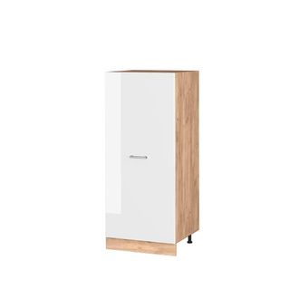 Vicco Hochschrank R-Line, Küchenkommode, Weiß Hochglanz/Goldkraft Eiche, 60 cm