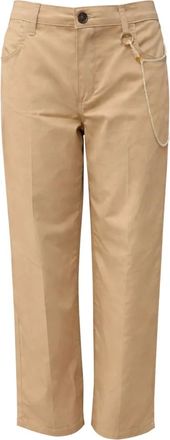 Souvenir Femme, Pantalons, Beige, Taille: 42 FR Pantalon Capri en Coton avec Pendentif