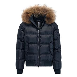 Bomboogie Homme, Vestes, Bleu, Taille: 3XL Bomber matelass&eacute; en plumes avec bordure en fourrure &eacute;paisse