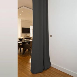 MOONDREAM Vorhang mit Band und Saum - Polyester - W&auml;rme- und Schalld&auml;mmung - Ger&auml;uschreduzierung - Gr&ouml;&szlig;e 145 x 250 cm - Anthrazitgrau