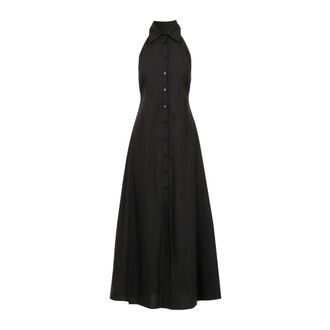 Erika Cavallini Semi Couture Femme, Robes, Noir, Taille: 38 FR Robe Maxi &Eacute;paules D&eacute;nud&eacute;es en Coton