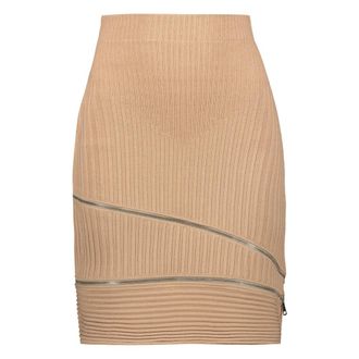ADĀMO Andrea Adamo Gerippter Minirock mit Rei&szlig;verschl&uuml;ssen - - Skirts - Damen - Beige - S