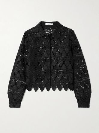 Frame Denim Bluse Aus Guipure-spitze Mit Wellenkanten - Schwarz