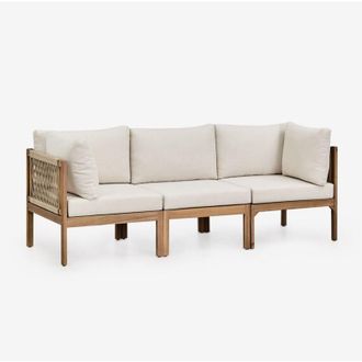Sklum Sklum - Branson 3-teiliges modulares Gartensofa mit Armlehnen aus Akazienholz Akazie Braun