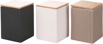 Villa D'Este Home Tivoli 3er Set Vorratsdosen 750ml Steinzeug Vorratsdosen Bambusdeckel Modern