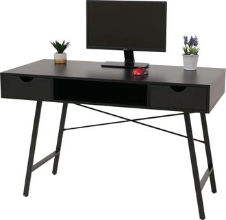 Mendler Schreibtisch HWC-E92, B&uuml;rotisch Computertisch, 3D-Struktur 120 x 60 cm - schwarz