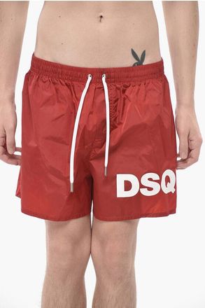 Dsquared2 Nylon Boxer Swim Trunks with Printed Logo size 50