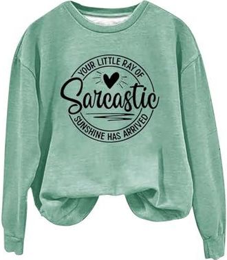 Generic Sweat &agrave; capuche r&eacute;tro &agrave; col rond imprim&eacute; en anglais &laquo; Your Little Of Sarcastic Sunshine Has Arrived &raquo; pour femme, bleu ciel, XXL